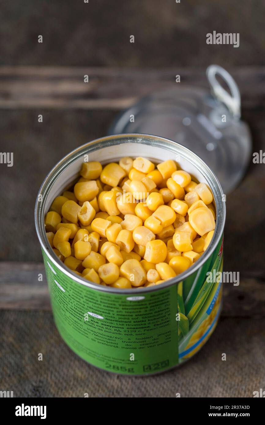 Tin of sweetcorn can hi-res stock photography and images - Alamy