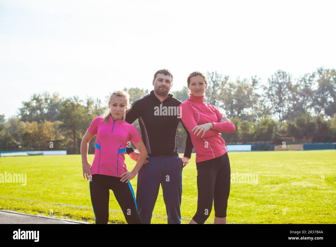 Friends before workout Stock Photo - Alamy