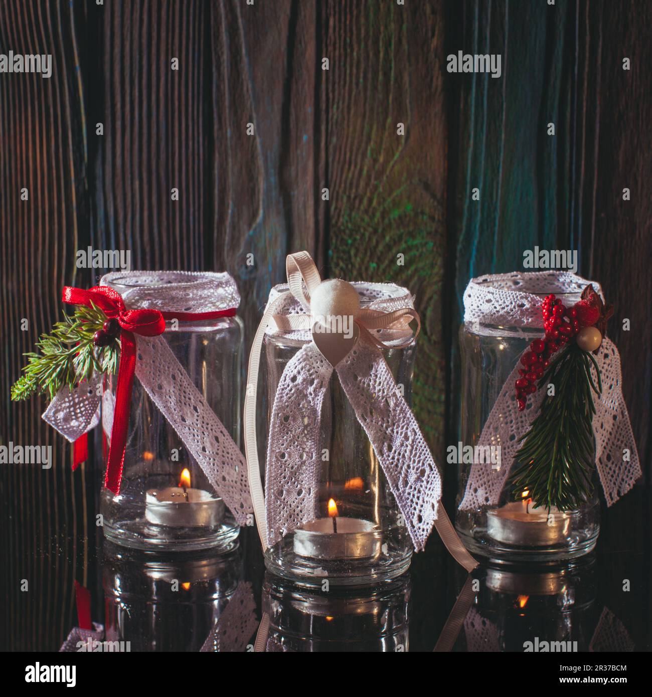 Christmas glass candlesticks Stock Photo - Alamy