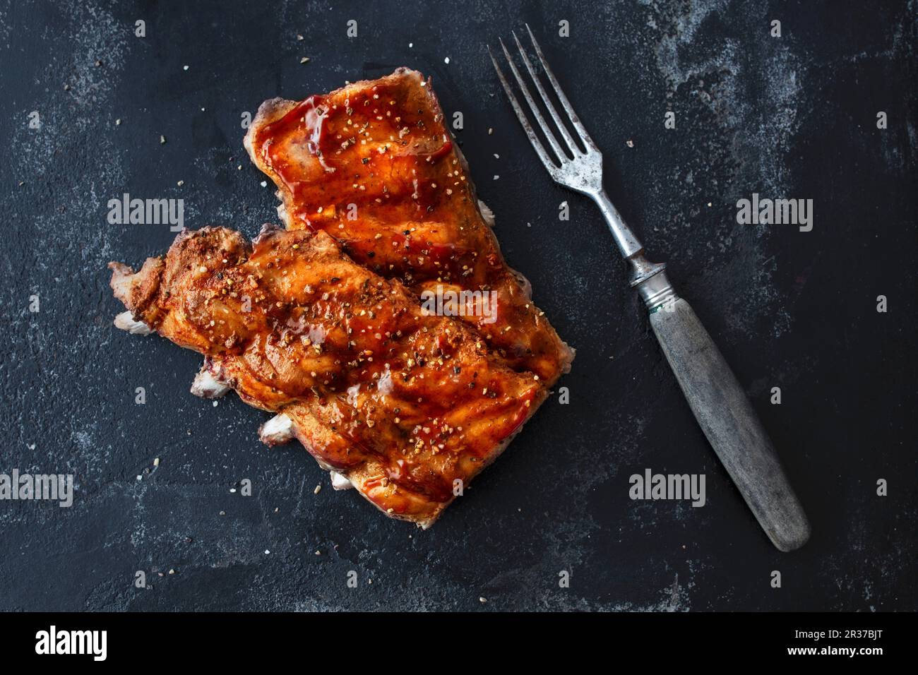 Grilled marinated ribs Stock Photo - Alamy