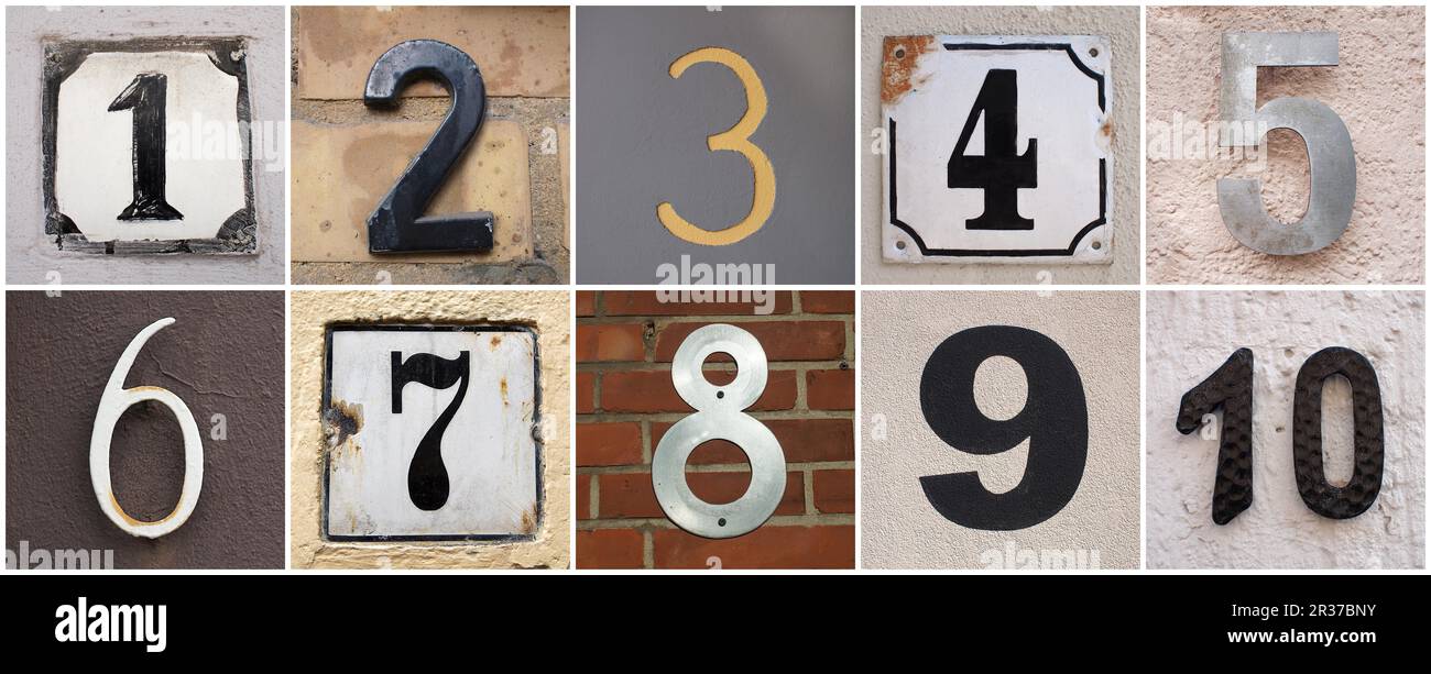 set of house numbers from 1 to 10 Stock Photo - Alamy