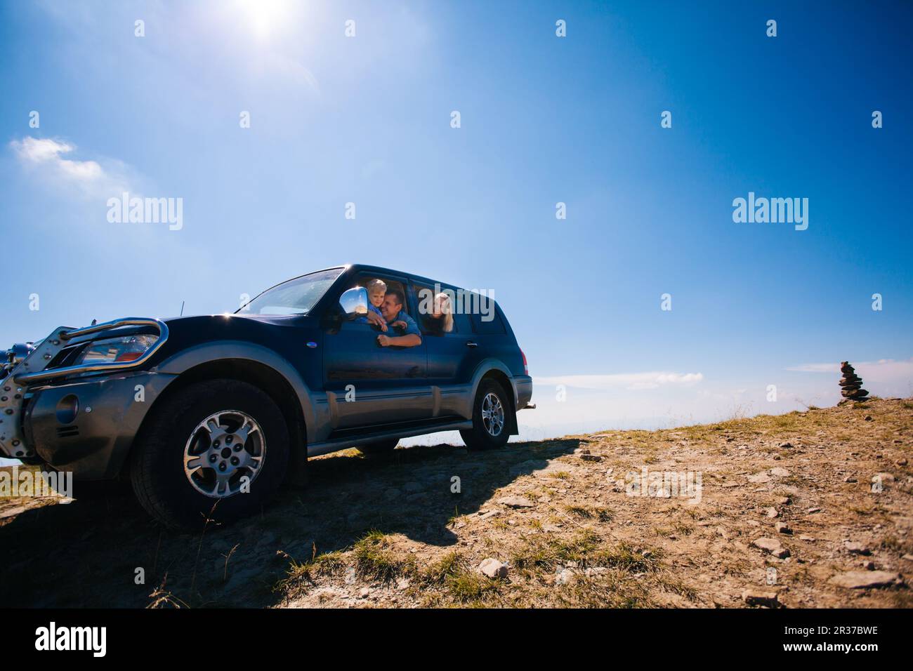 Family travel by car Stock Photo - Alamy