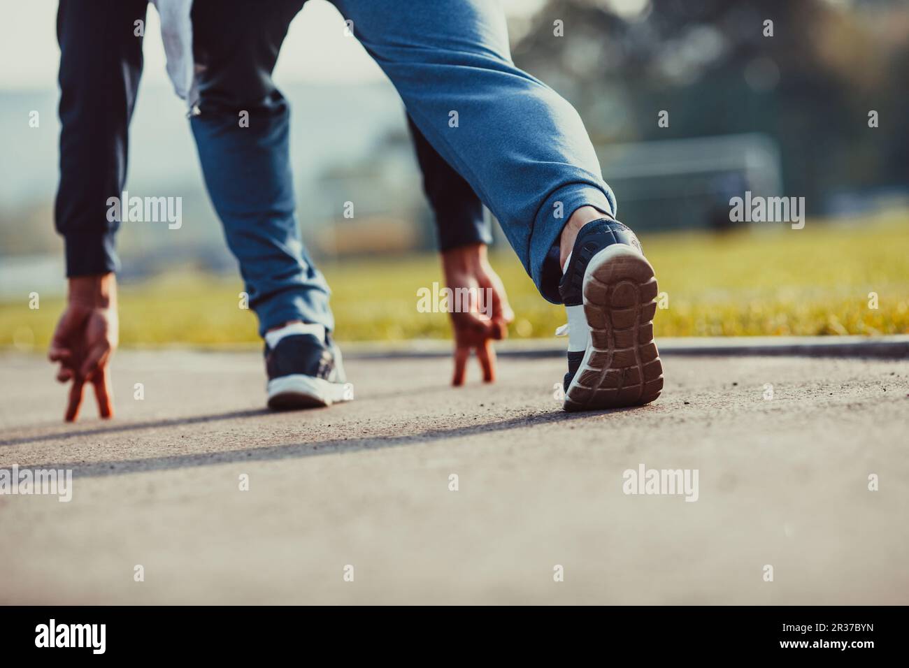 The man is ready to run Stock Photo - Alamy