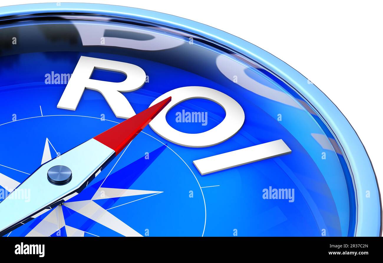 3D rendering of a compass with a ROI icon Stock Photo - Alamy