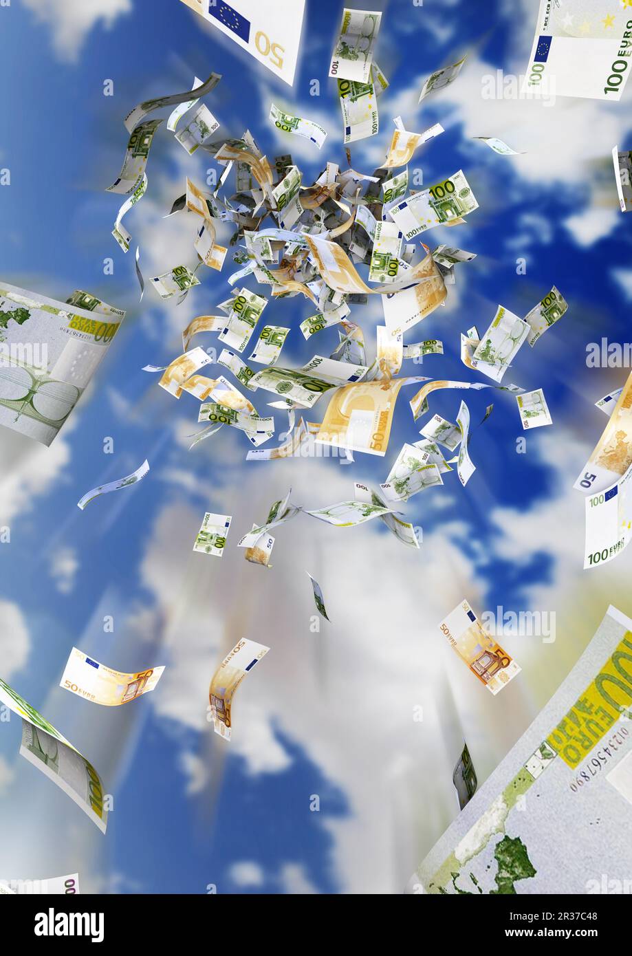 3D illustration of a money rain Stock Photo - Alamy