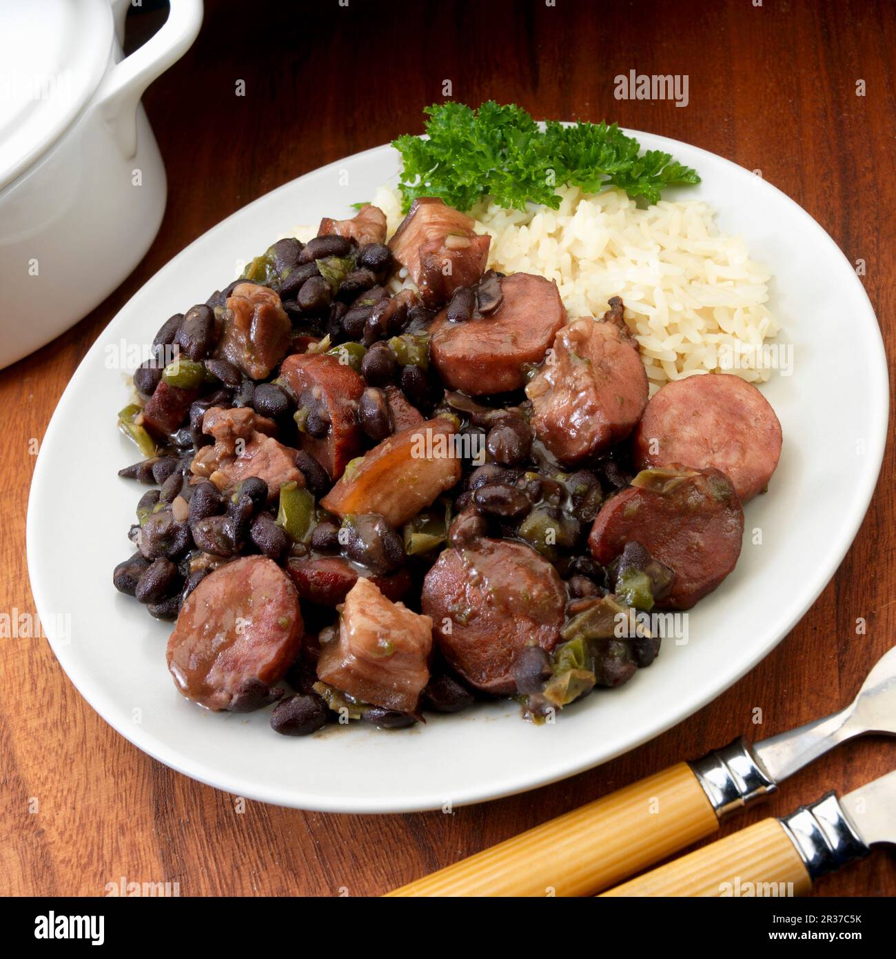 Brazillian Feijoada with black beans, chorizo, sausage, beef and smoked ...