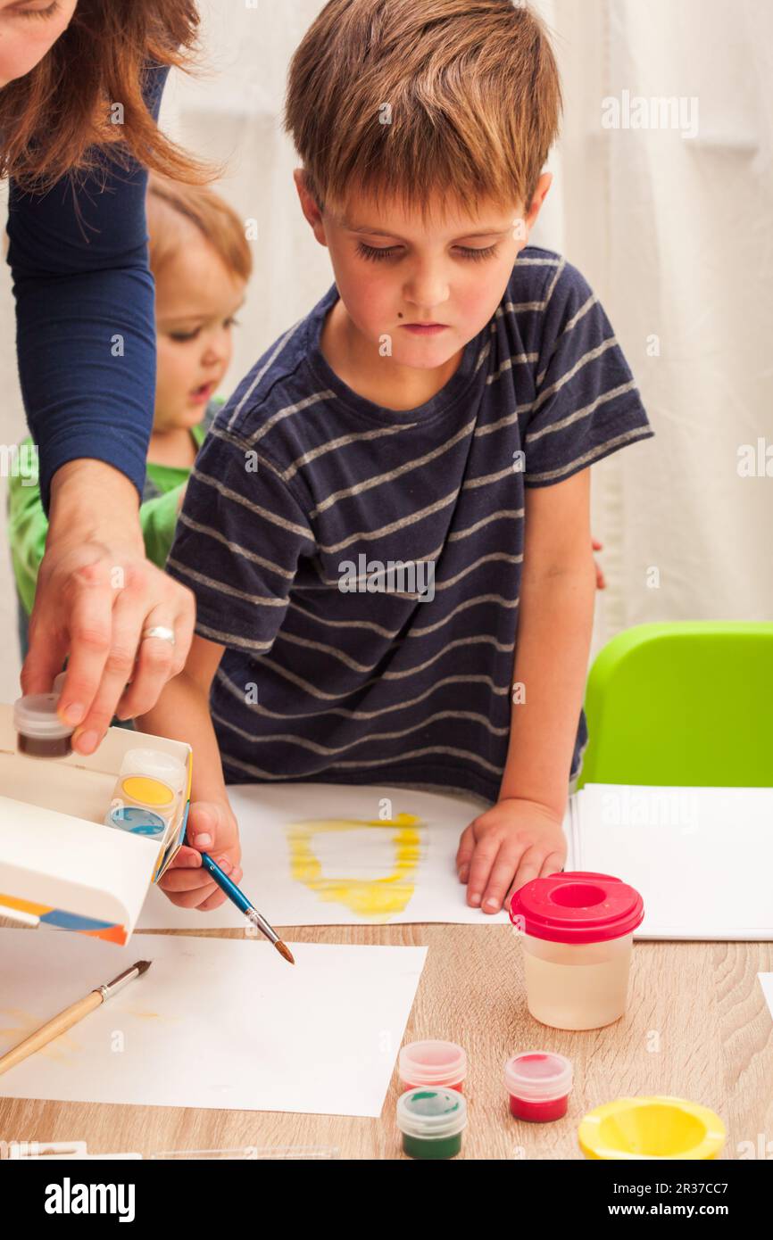 Children are painting Stock Photo - Alamy