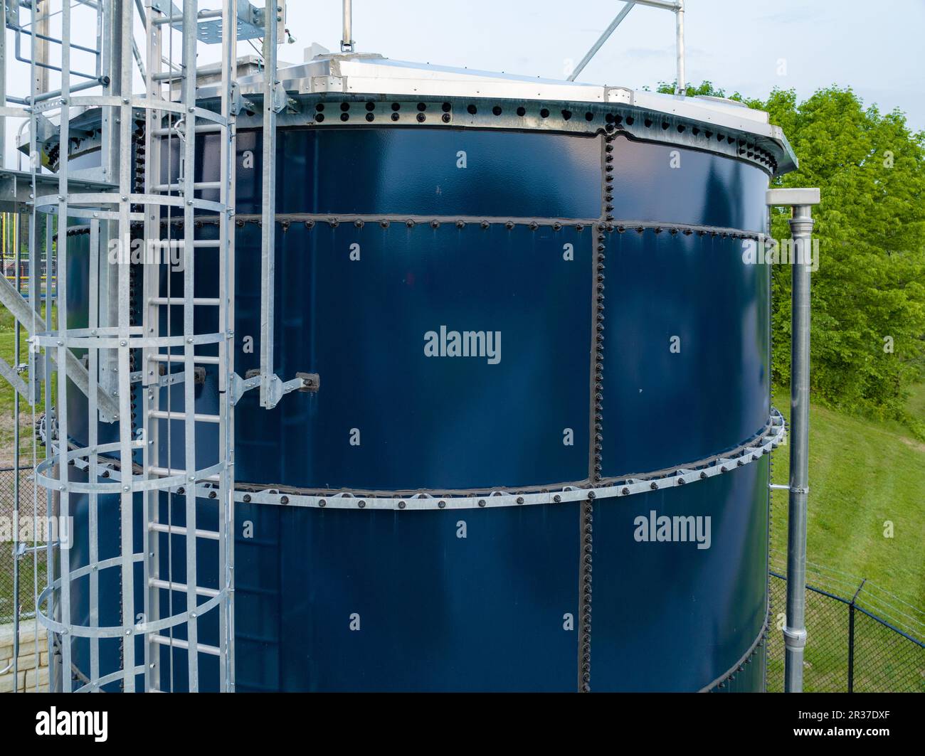 Photo of a blue steel, metal, industrial water tank, industries ...