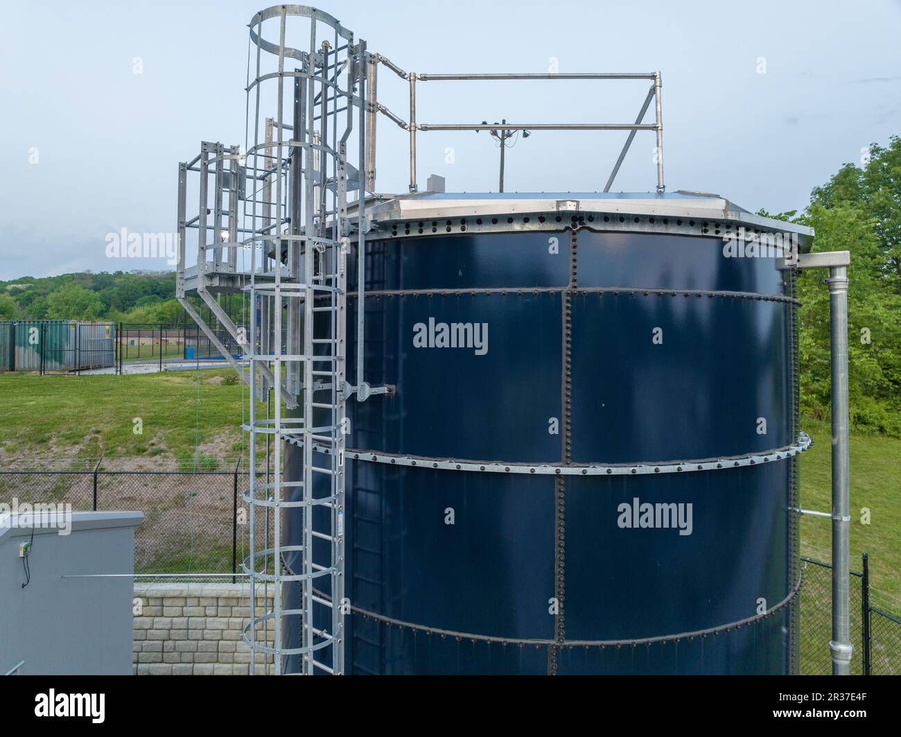 Photo of a blue steel, metal, industrial water tank, industries ...