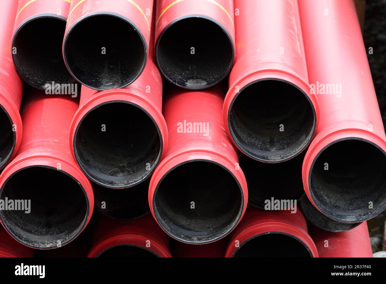 Sewerage construction material: stack of plastic pipes Stock Photo - Alamy