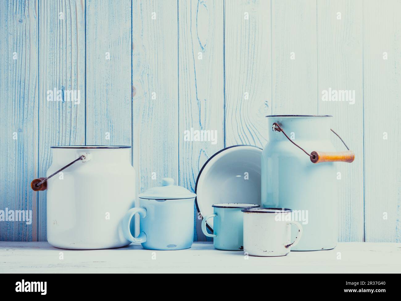 Enamelware still life Stock Photo - Alamy