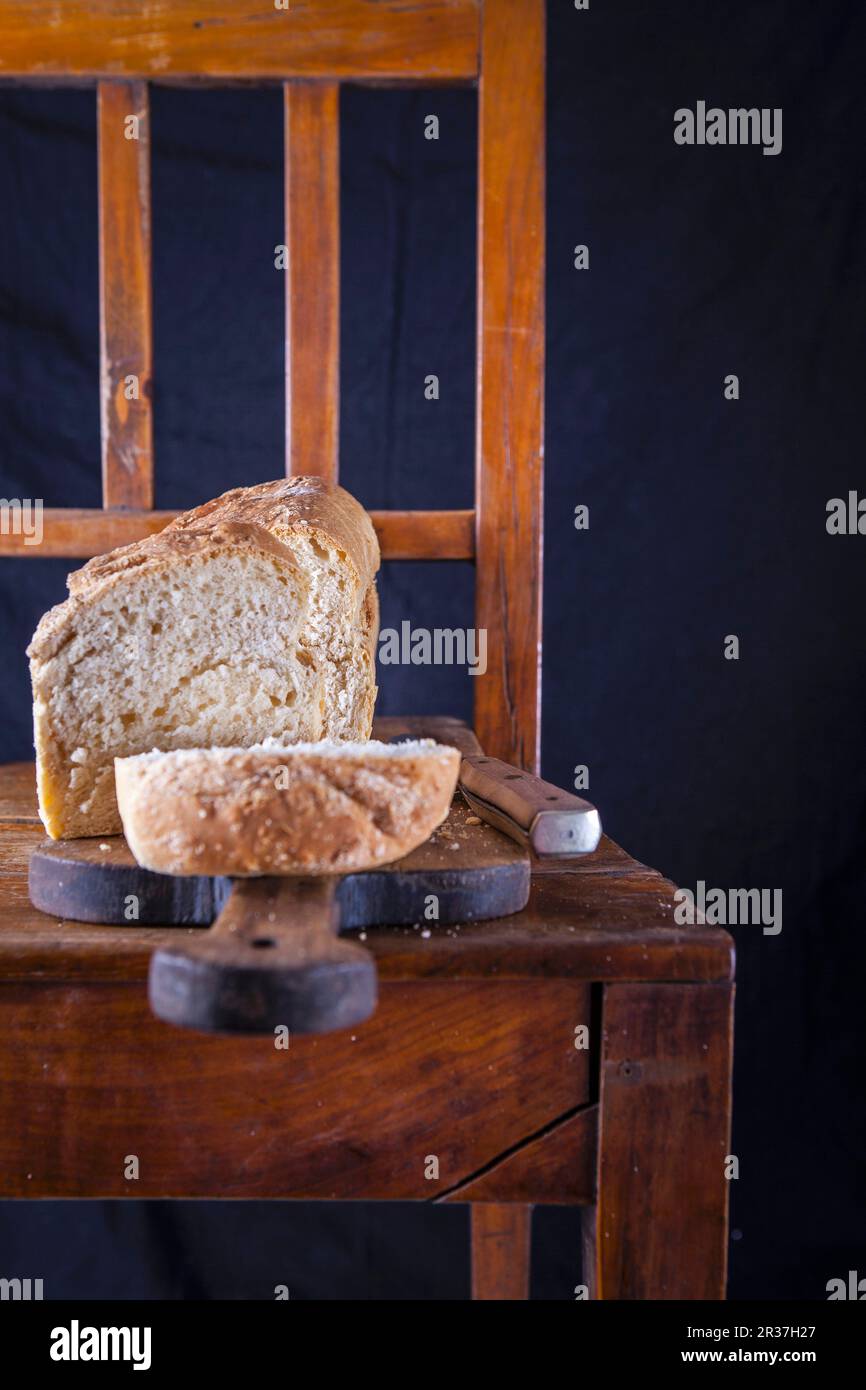 Coconut toast bread, sliced, on a chopping board Stock Photo - Alamy