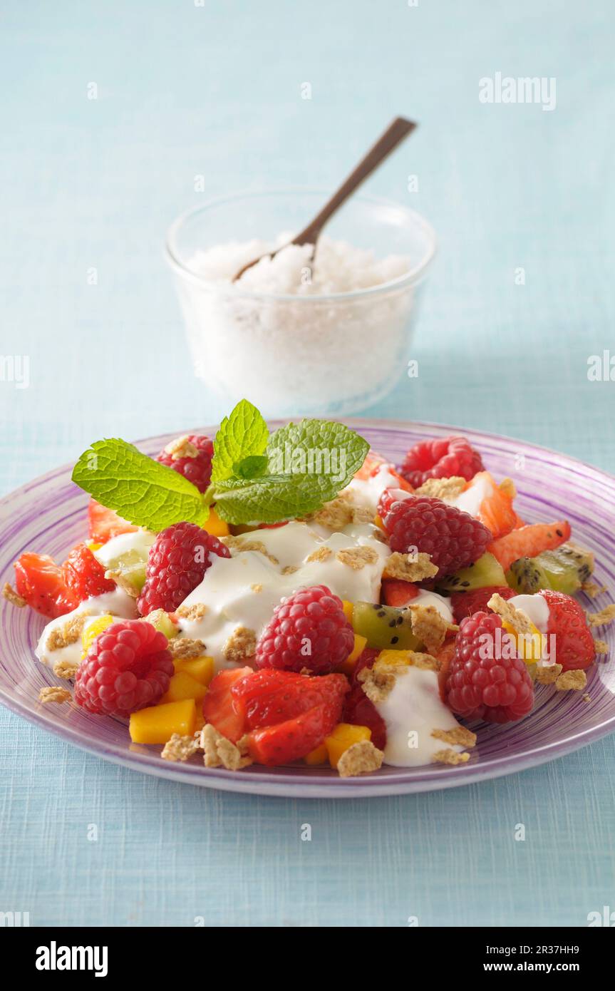 Fruit salad yogurt oats hi-res stock photography and images - Alamy