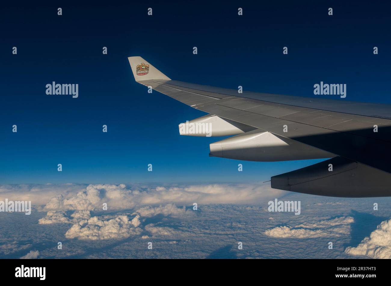 Wings of an Emirates Airline plane above the clouds, Turkey Stock Photo ...