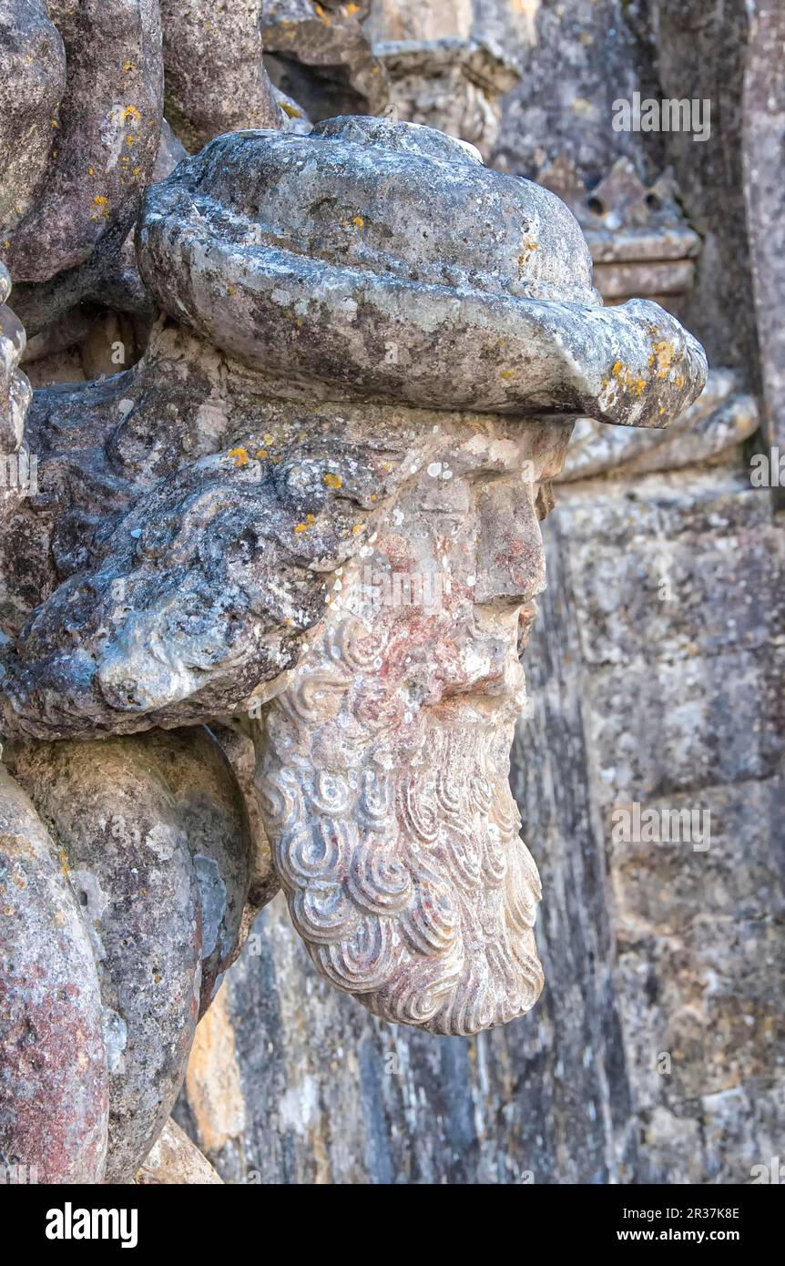 Monastery of the Order of Christ, detail of the window of the Manueline ...