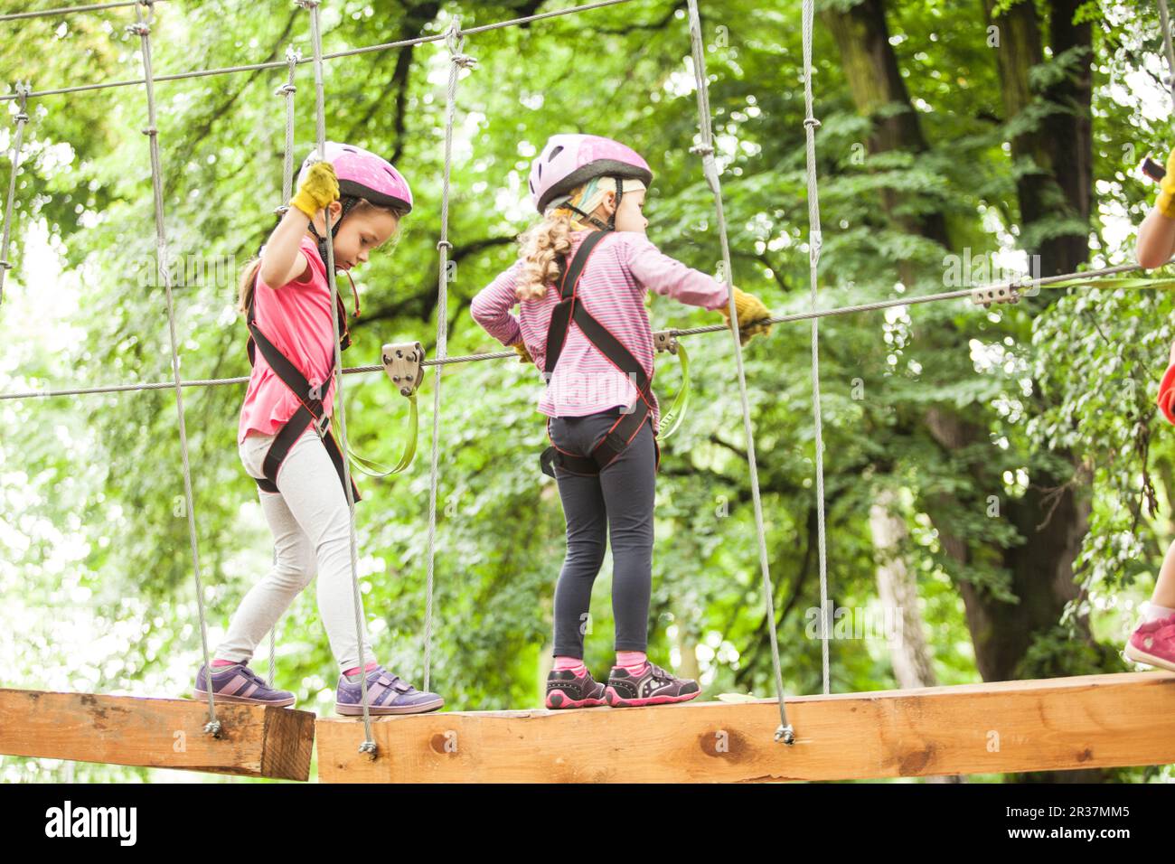 The obstacle course in adventure park Stock Photo - Alamy