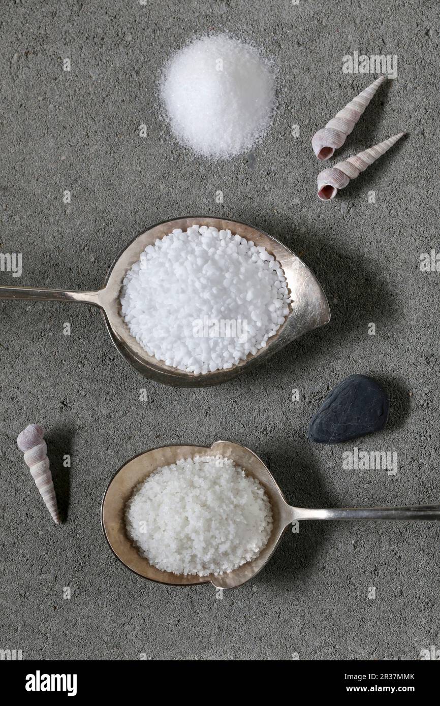 Various types of salt (seen from above Stock Photo - Alamy