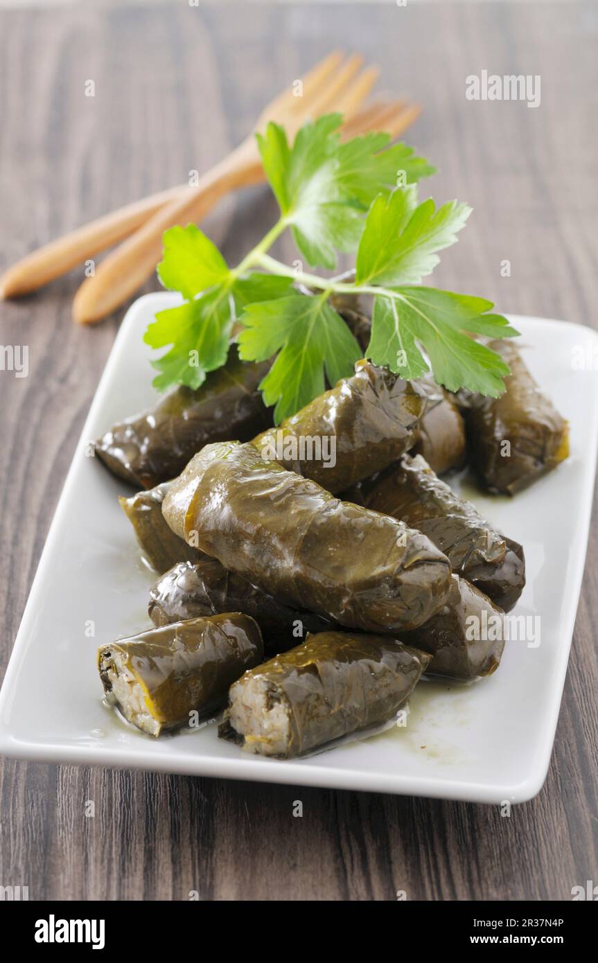 Stuffed vine leaves Stock Photo - Alamy