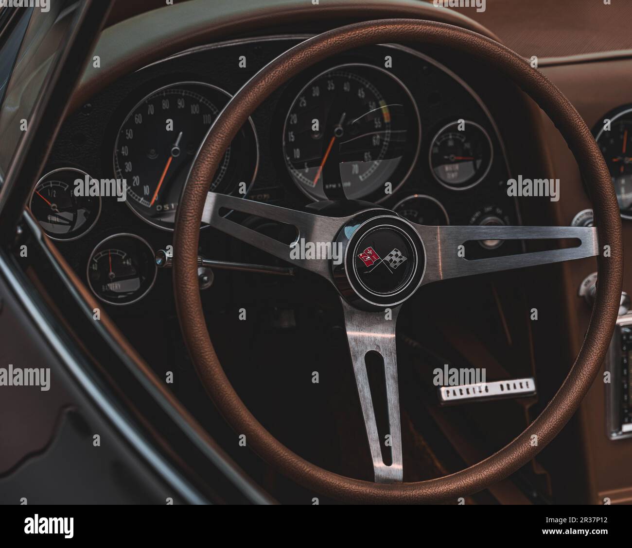 The Steering wheel of a Corvette Stock Photo - Alamy