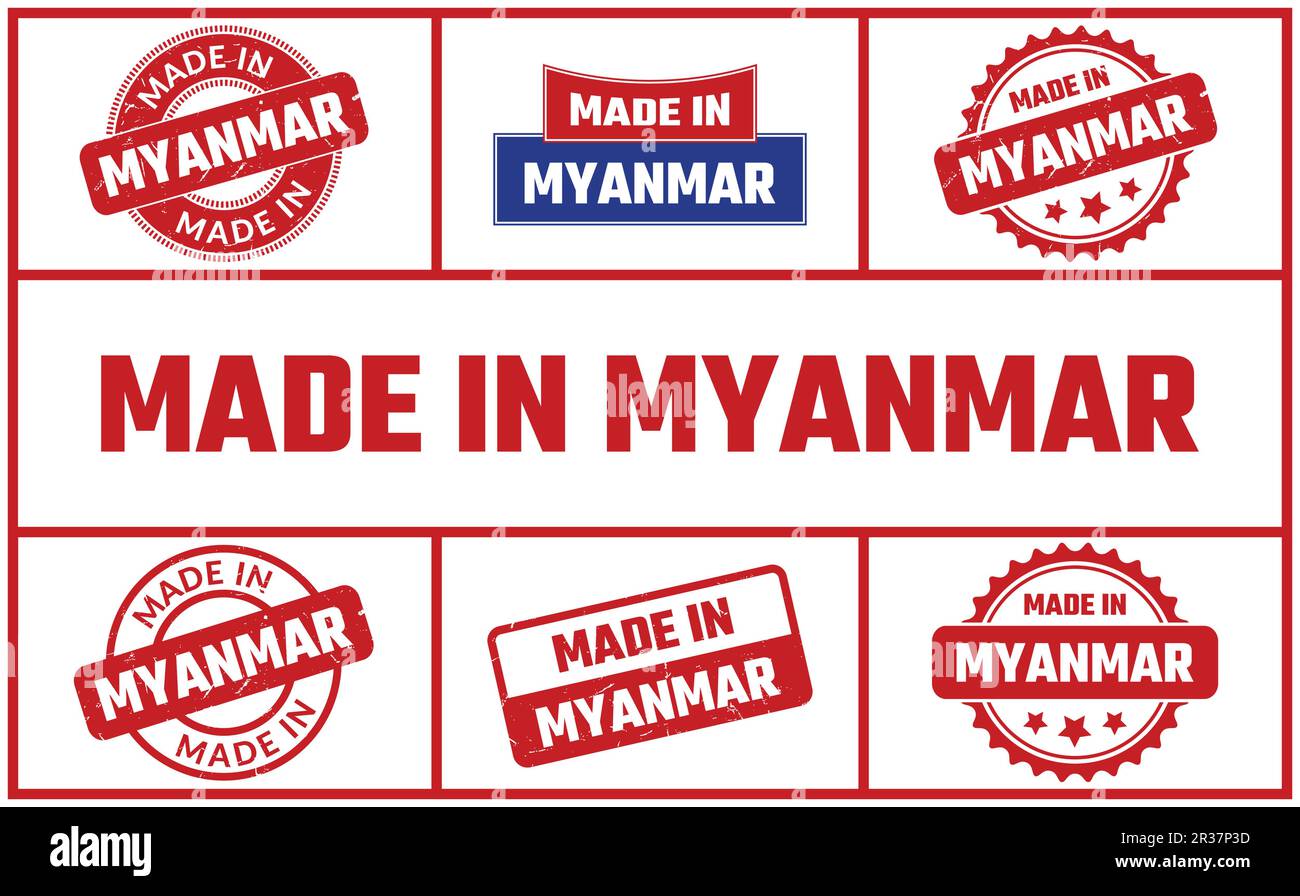 Made In Myanmar Rubber Stamp Set Stock Vector Image & Art - Alamy