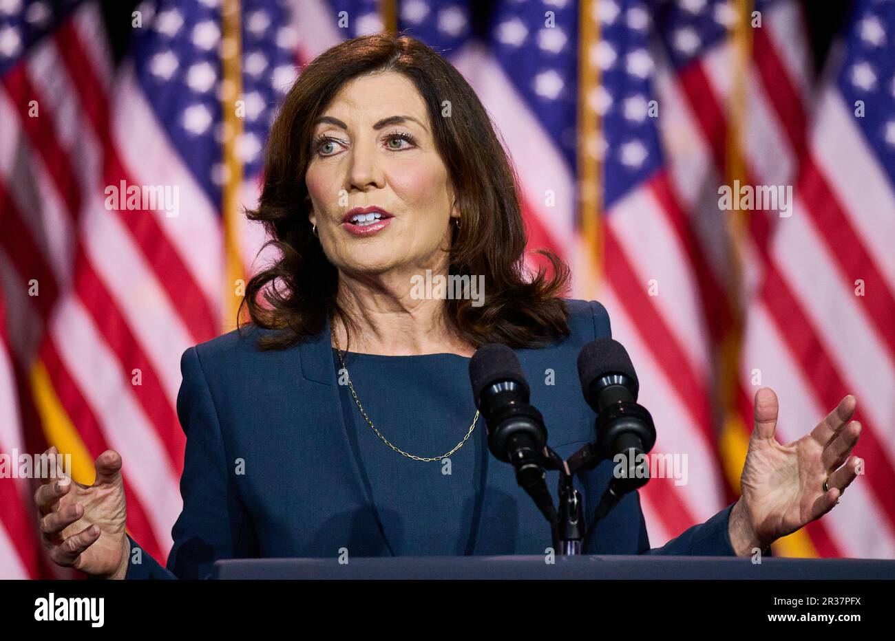 VALHALLA, NY, USA - MAY 10, 2023: Governor Kathy Hochul delivers ...