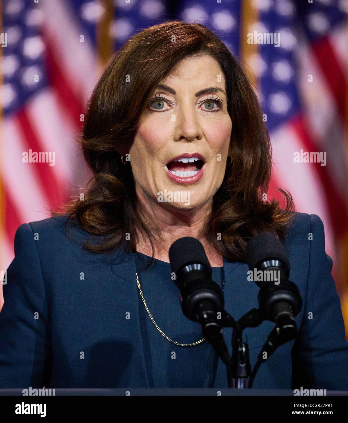 VALHALLA, NY, USA - MAY 10, 2023: Governor Kathy Hochul delivers ...