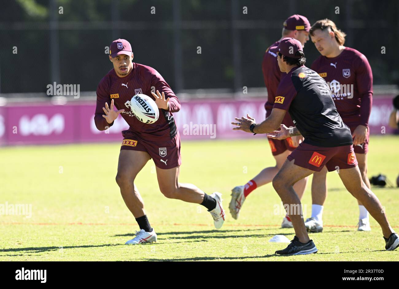 Murray Taulagi (left) in action during a Queensland Maroons State of ...
