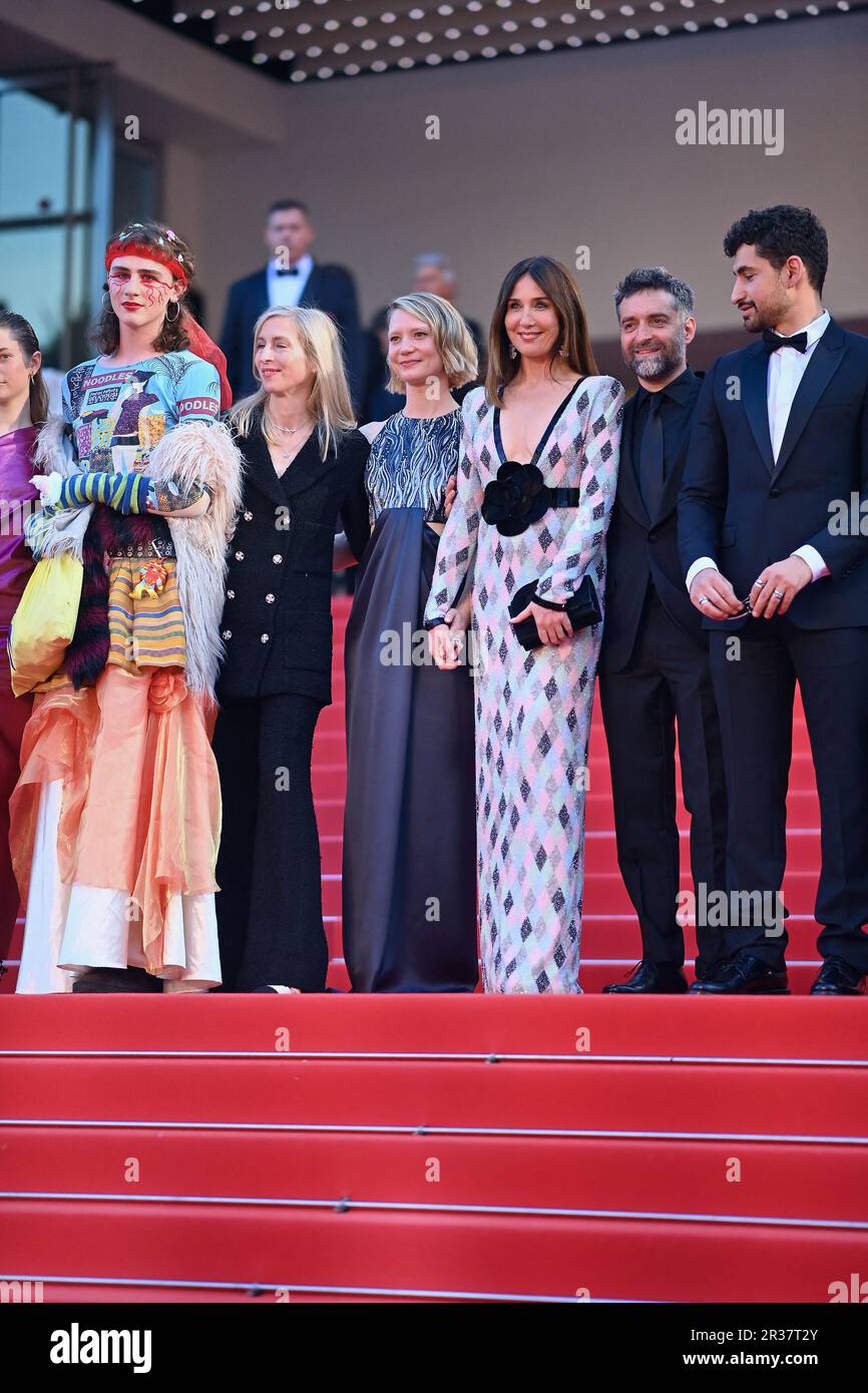Cannes, France. 22nd May, 2023. Ksenia Devriendt, Luke Barker, Director Jessica Hausner, Mia ...