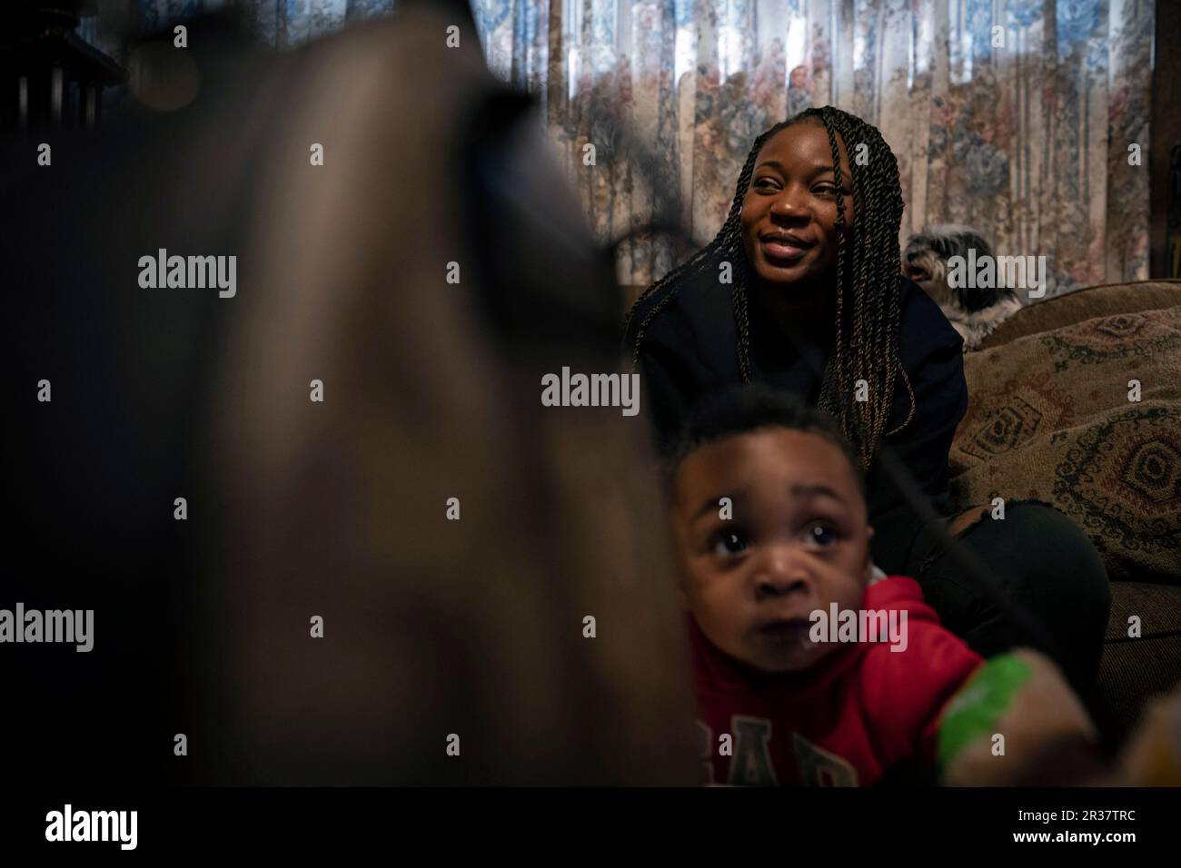 Ansonia Lyons spends time with her son, Adrien Lyons, in the television ...