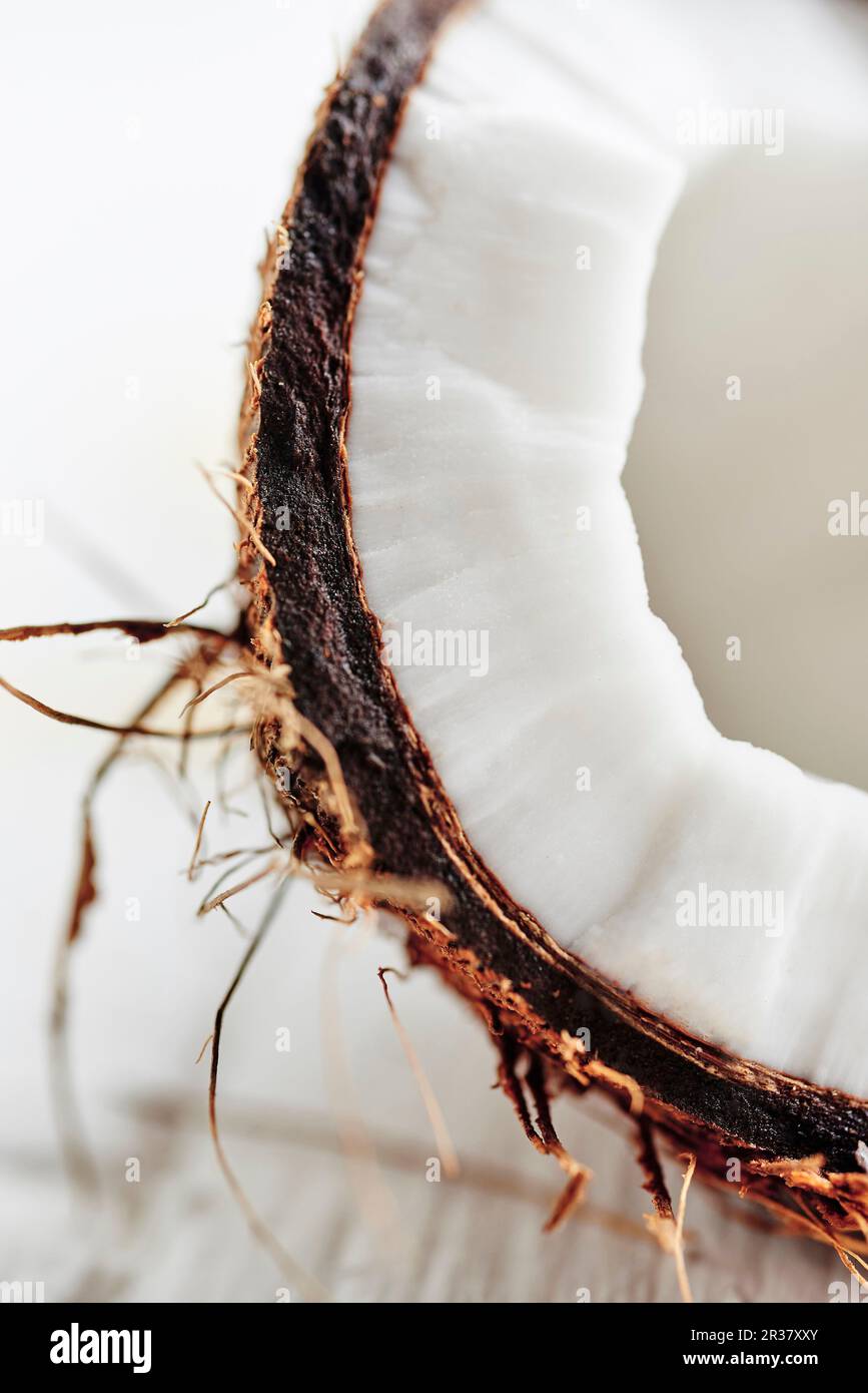 A close-up of a freshly opened coconut Stock Photo - Alamy