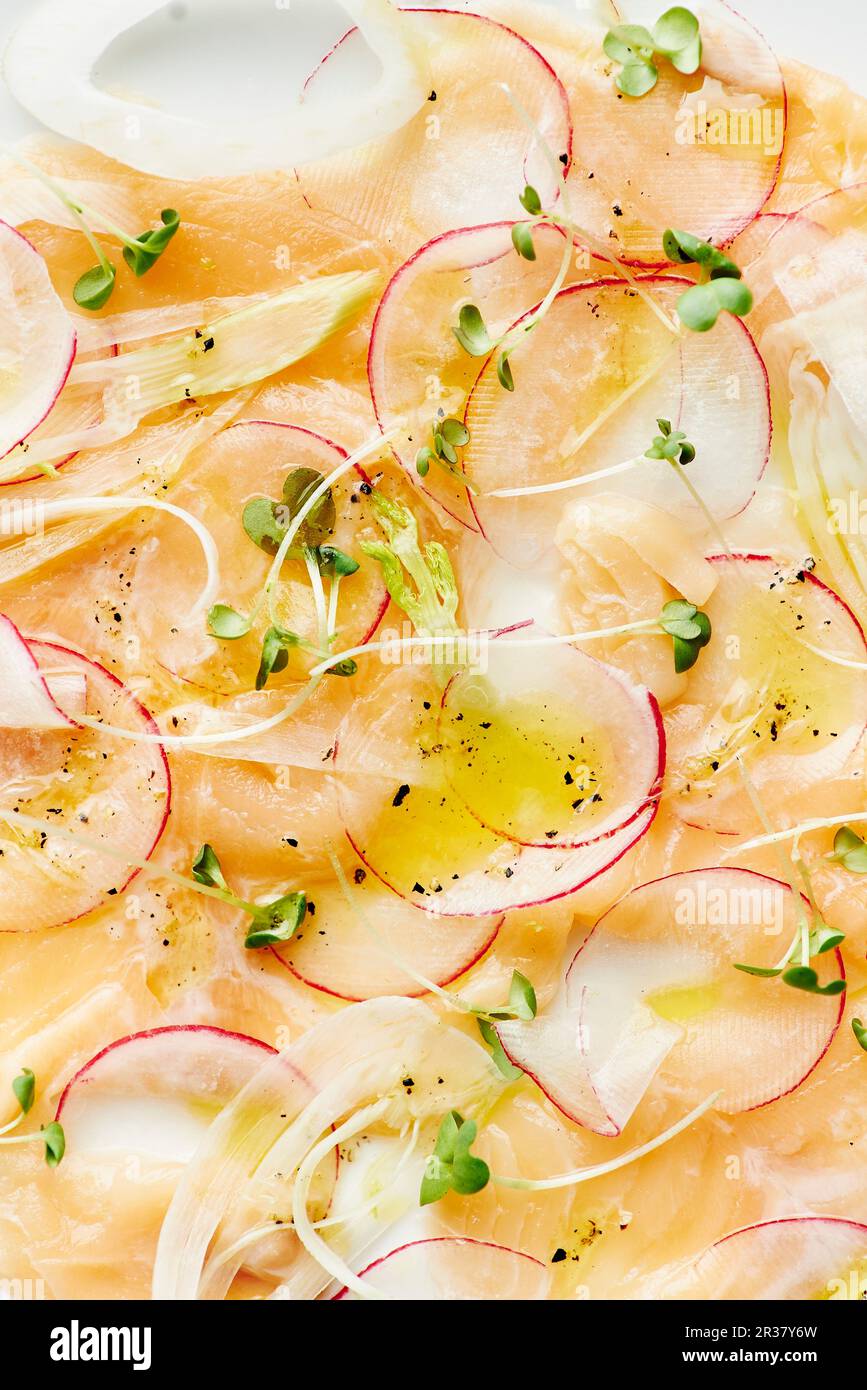 Freshly caught whitefish sashimi with spring vegetables Stock Photo - Alamy