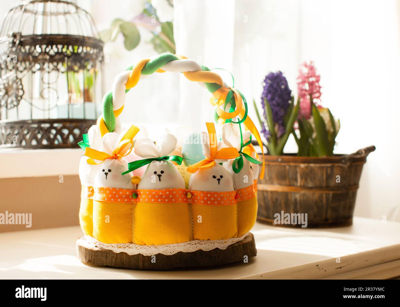 Easter textile basket Stock Photo - Alamy