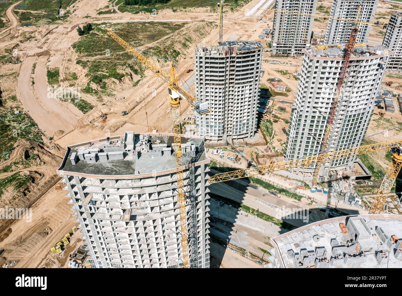 construction of high-rise residential buildings. aerial view of ...