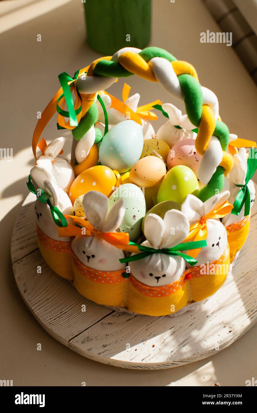 Easter textile basket Stock Photo - Alamy