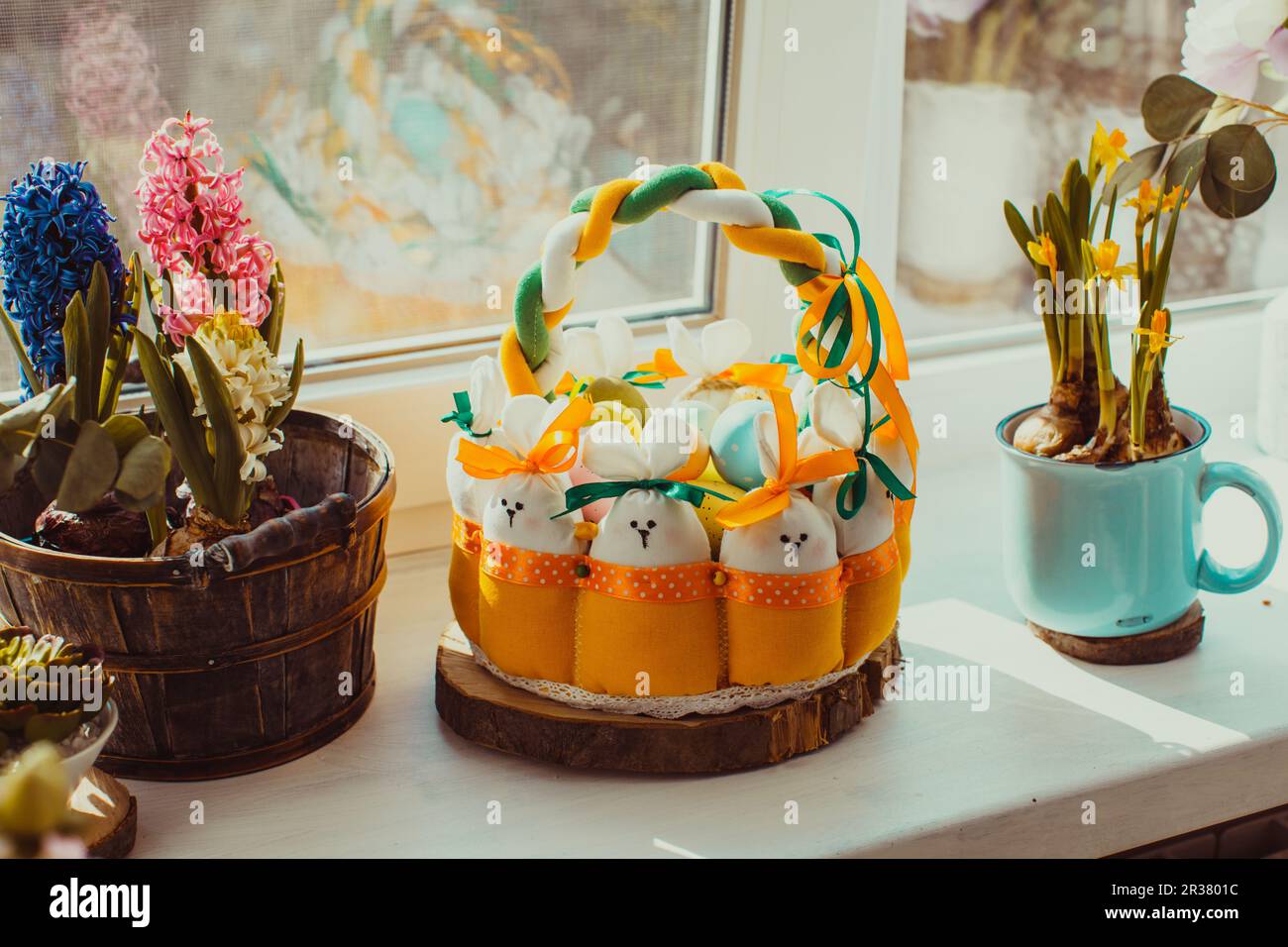Easter textile basket Stock Photo - Alamy
