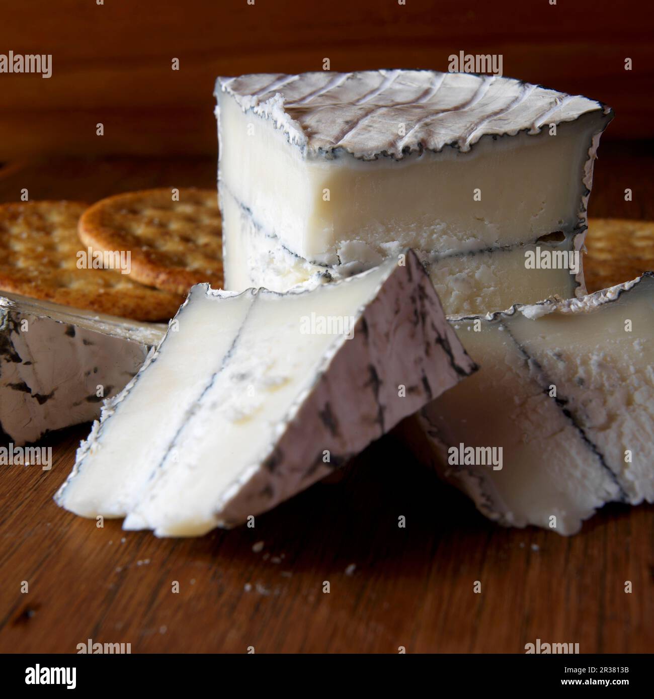 Humboldt cheese with vein of vegetable ash Stock Photo - Alamy