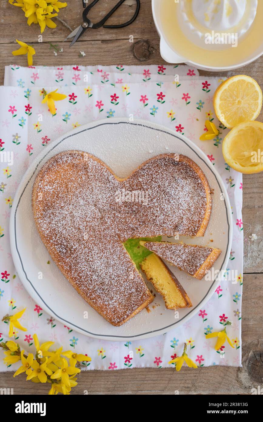 Heart shaped Moelleux au Citron (lemon cake, France Stock Photo - Alamy