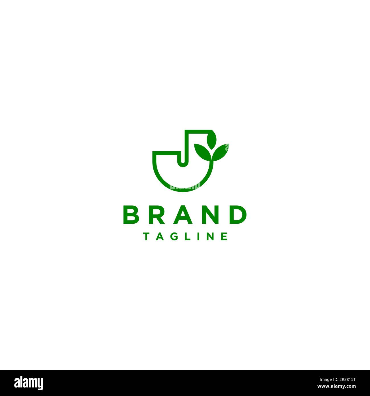 Simple Letter J and Leaf Logo Icon. Unique logo of stems and leaves ...