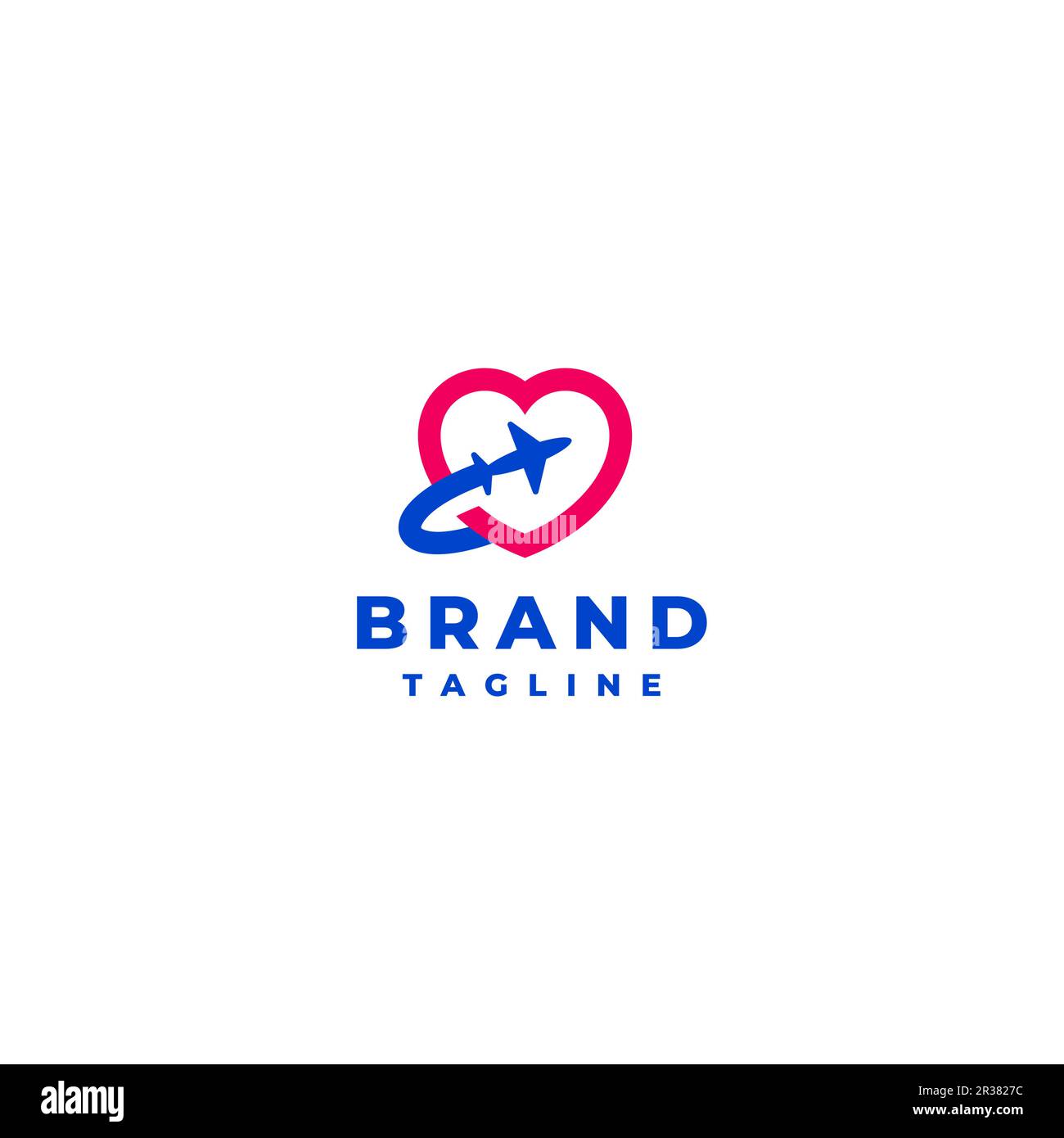 Simple Logo Design Airplane and Heart Symbol. Romantic travel logo ...