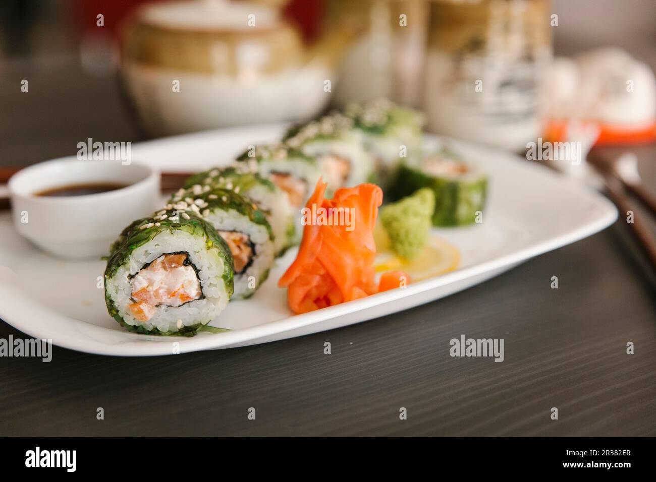 Sushi on a serving platter Stock Photo - Alamy