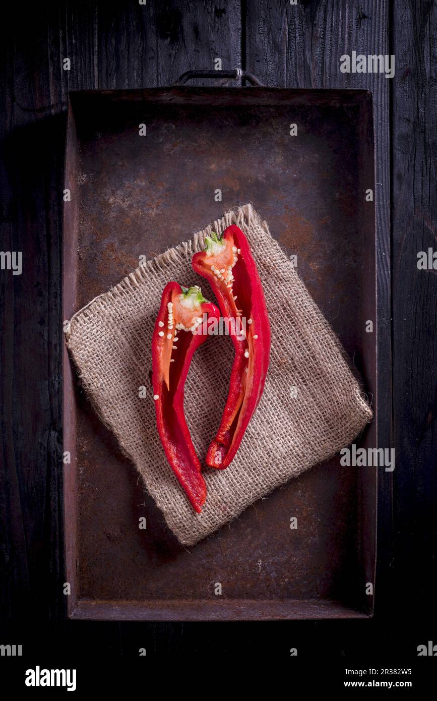 Red chilli cut in half hi-res stock photography and images - Alamy