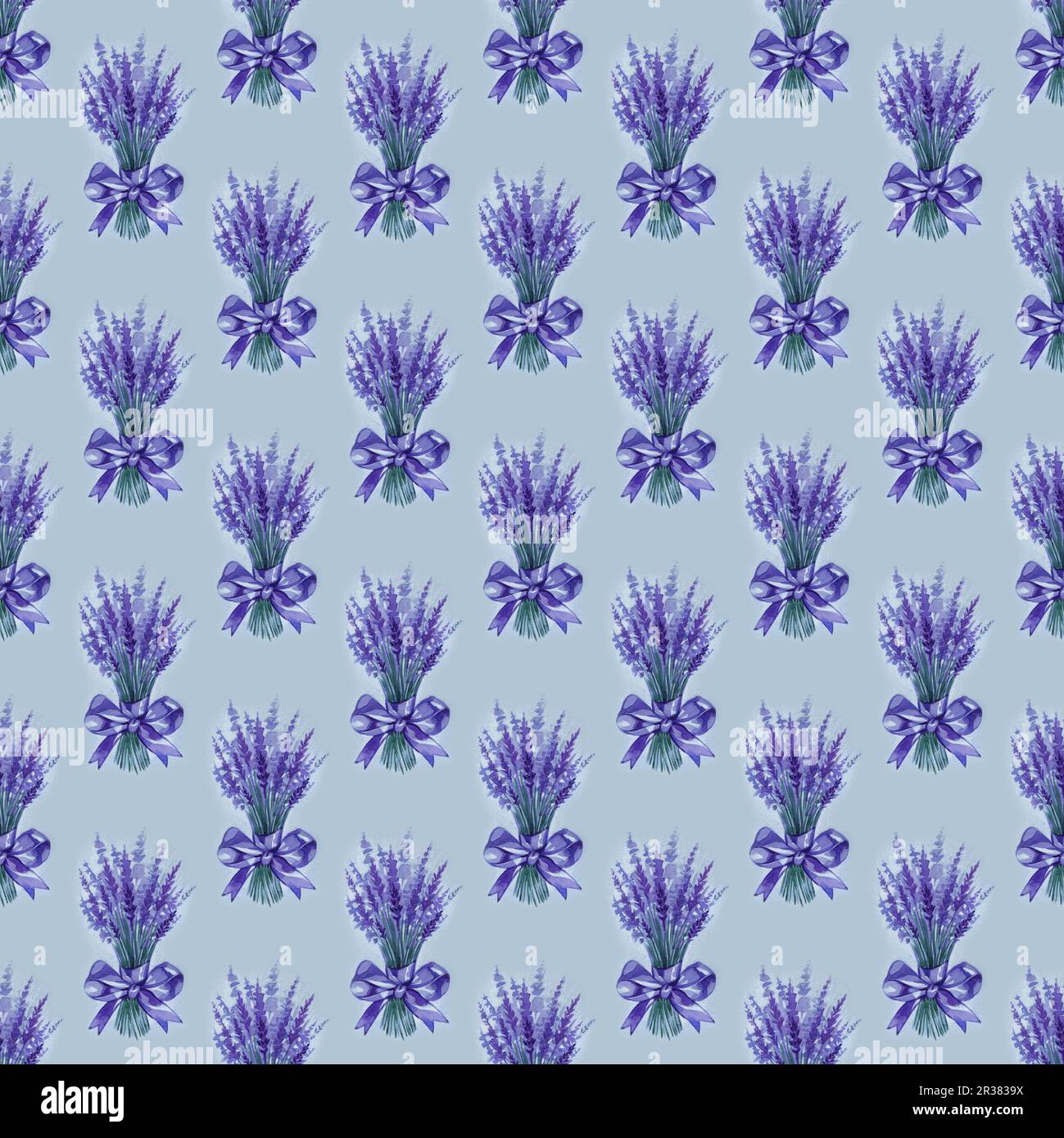 Lavender flowers purple watercolor seamless pattern. Beautiful violet ...