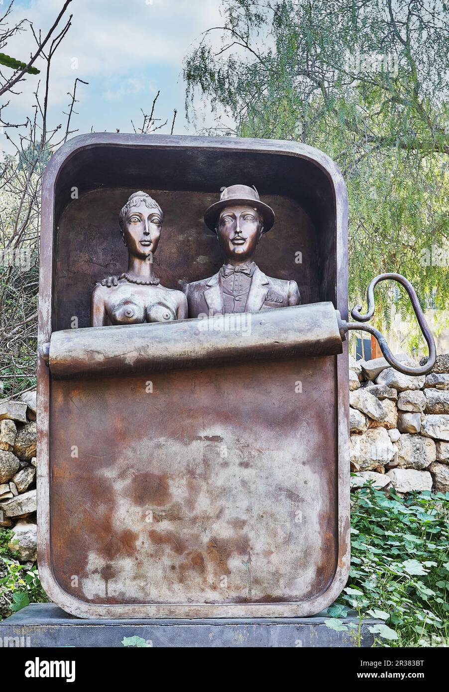 Atlit, Israel - March 4, 2023: Metal sculpture in the artists' village ...