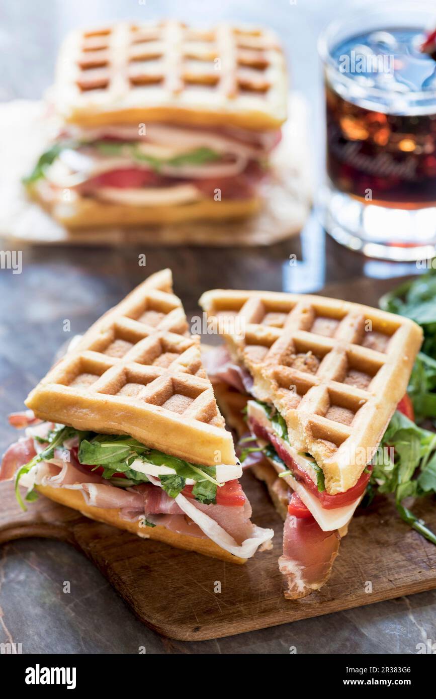 Waffle ham sandwich hi-res stock photography and images - Alamy