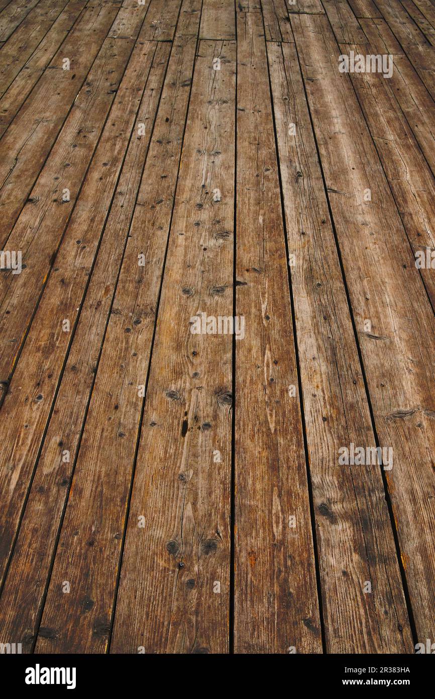 Vintage wooden surface with planks and gaps in perspective Stock Photo ...