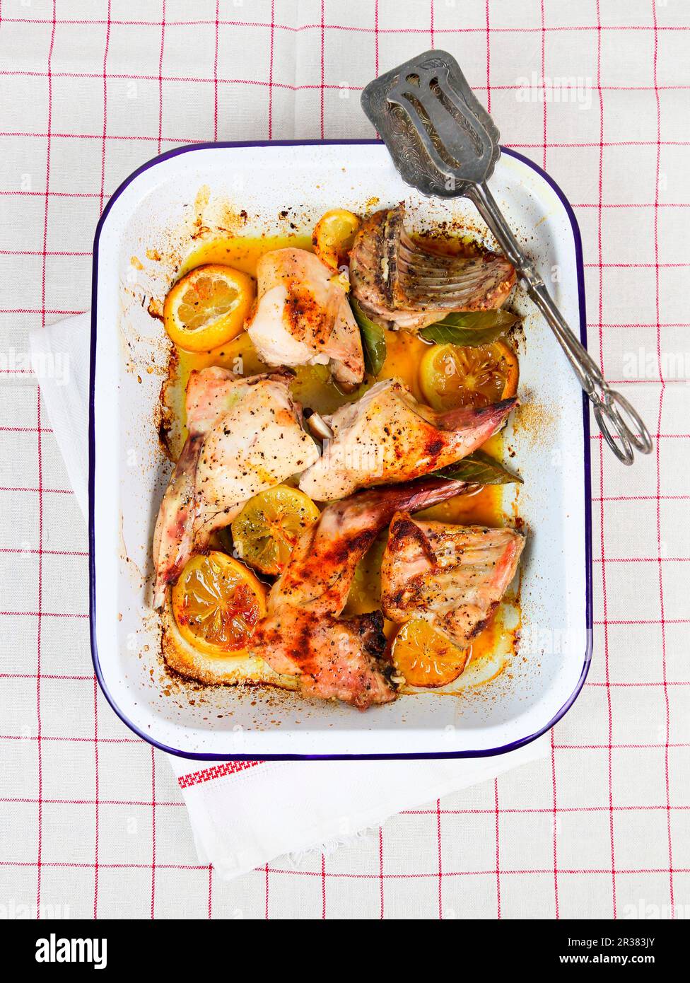 Roast lemon rabbit Stock Photo - Alamy