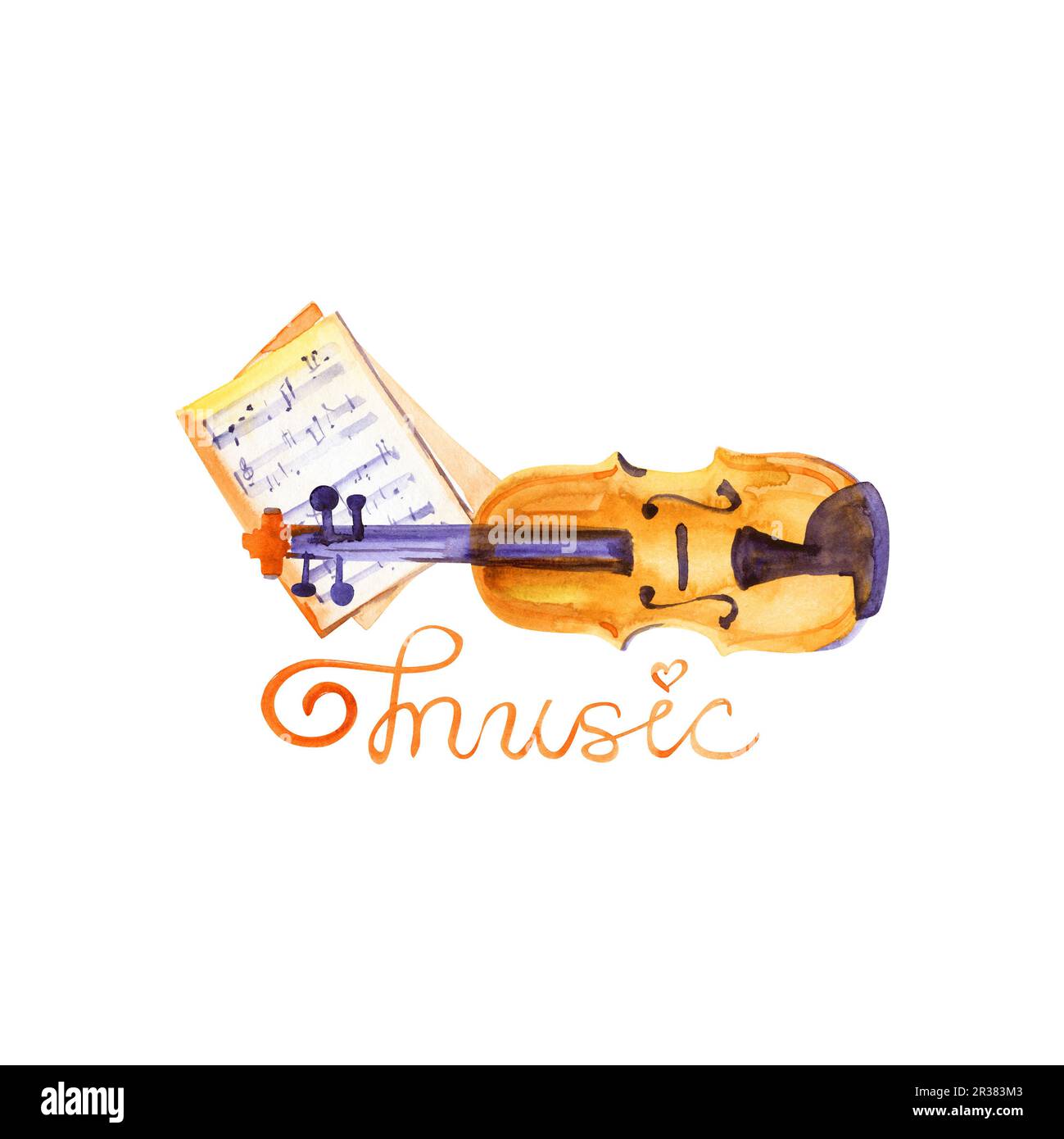 Cello in watercolor style. Vintage hand drawn illustration Stock Photo ...