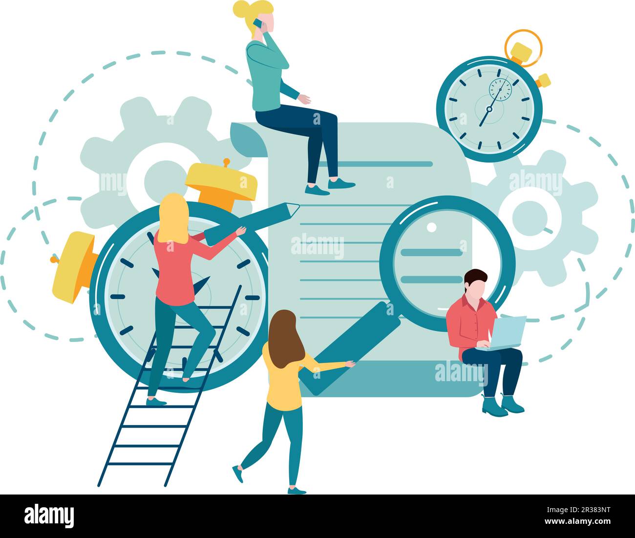 Contract Work Time. Vector illustration finance. A cohesive team of ...