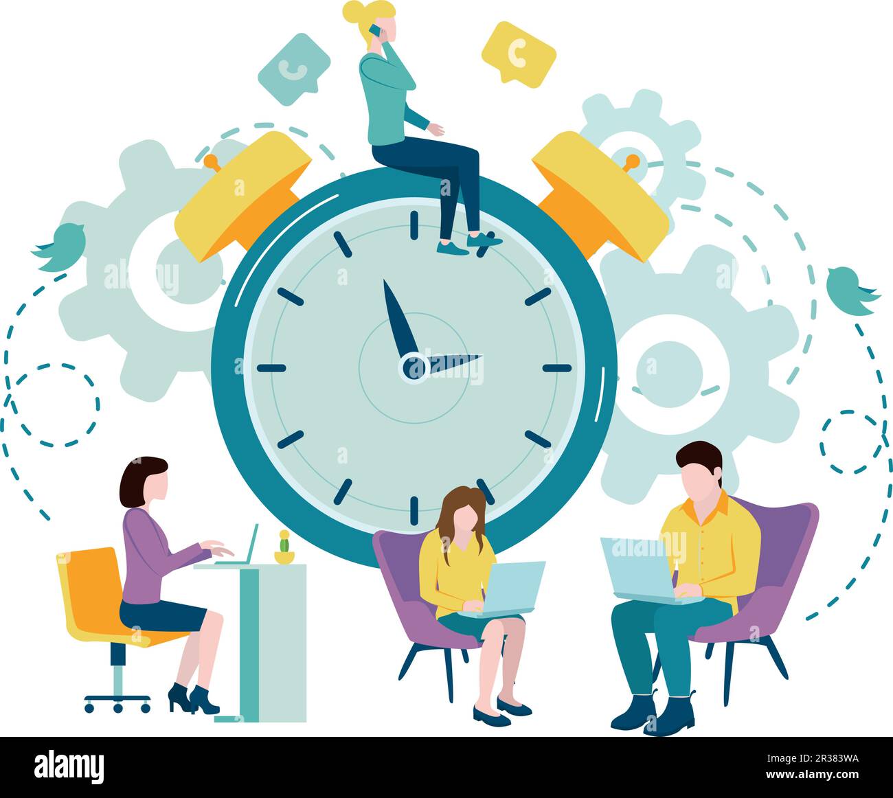Vector flat illustration of time and schedule management. Organize ...