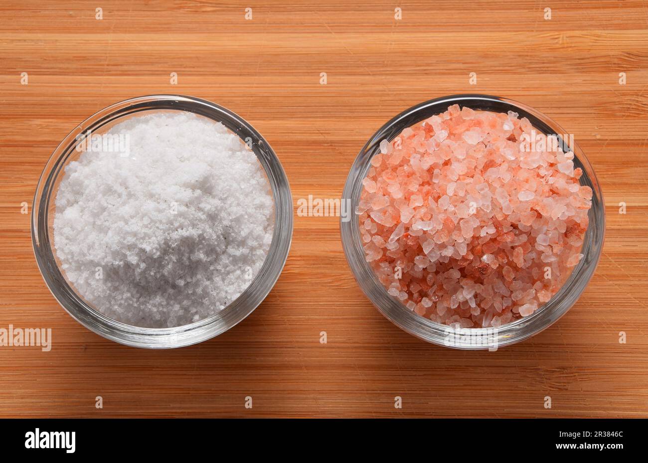 Choose your salt - Himalayan or rock salt (top view, point of view) on ...